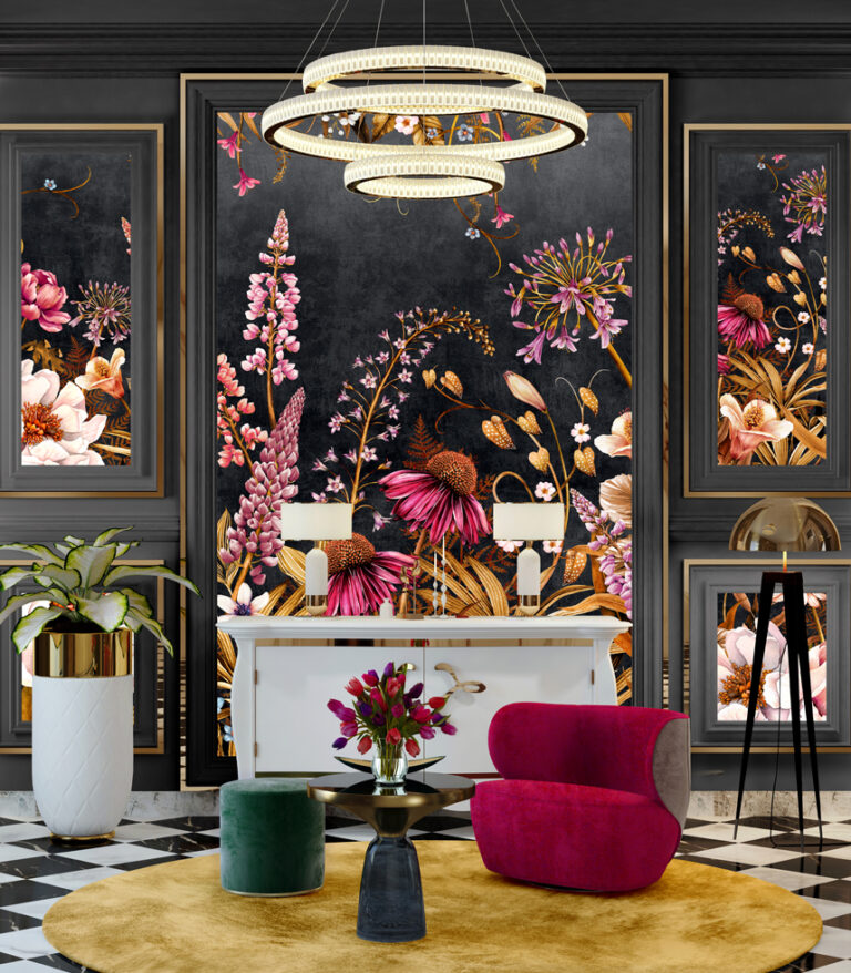 Bodacious Blooms Noir Wall Mural - Avalana Design