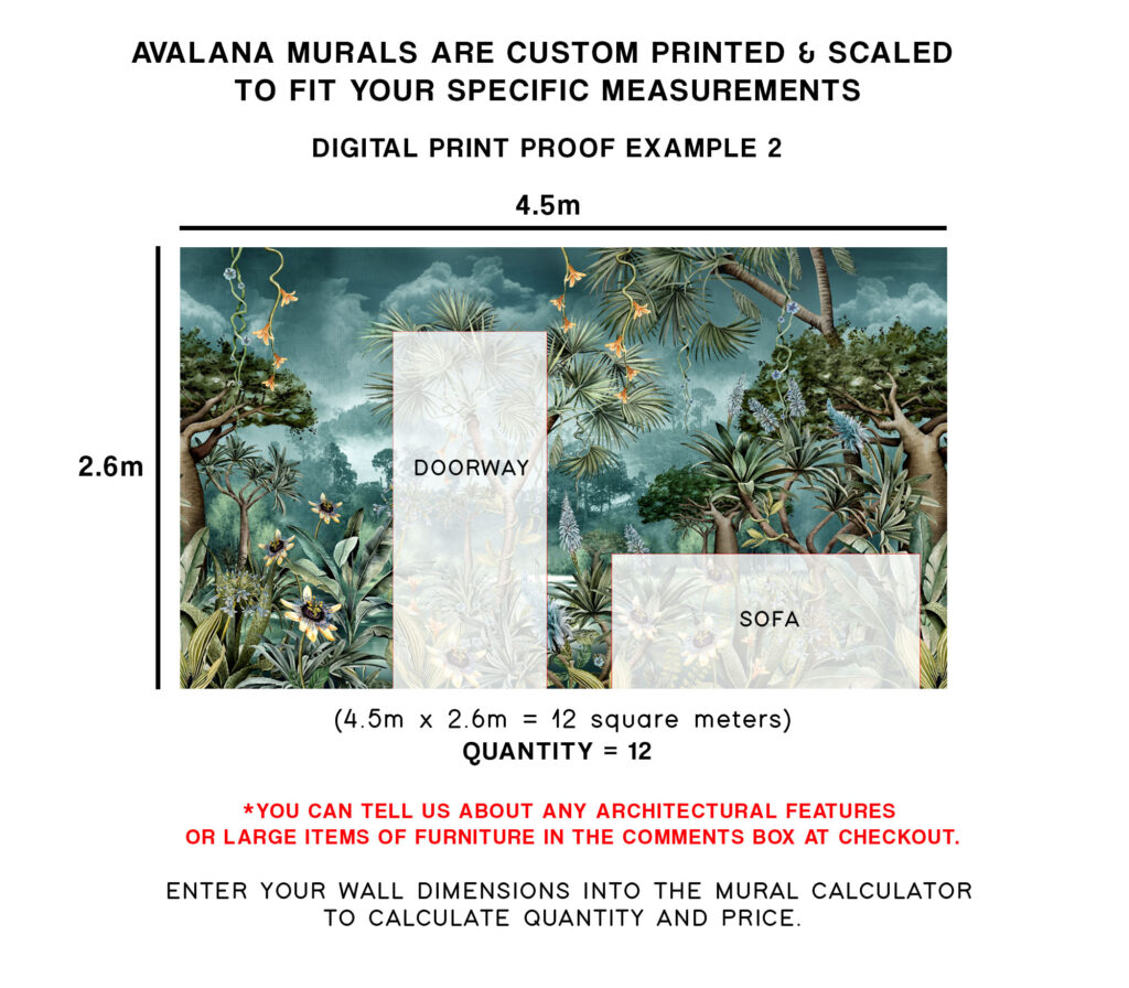 Madagascar Teal Landscape Wall Mural - Avalana Design