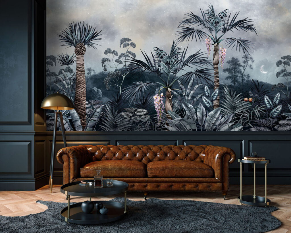 Midnight Jungle Landscape Wall Mural Sample - Avalana Design